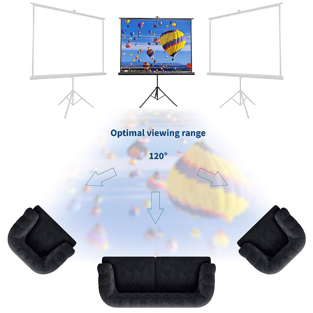 VIVO 100 inch Portable Indoor Outdoor Projector Screen, 100 Inch Diagonal Projection HD 4:3 Projection, 4K 3D 1080P HD Pull Up Foldable Stand Tripod, PS-T-100