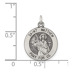 Sterling Silver Antiqued Saint Matthew Medal QQC5741