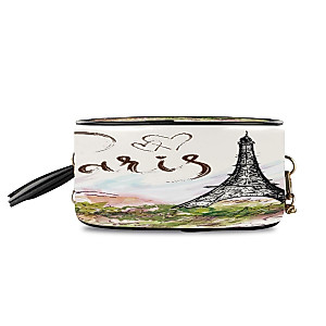 ALAZA Watercolor Paris Eiffel Tower PU Leather Small Women Crossbody Shoulder Bag Purse Wallet with Adjustable Chain Strap