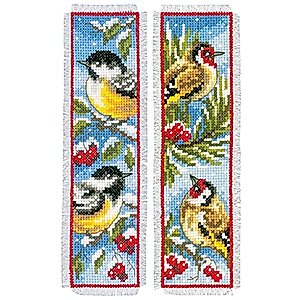 Vervaco Cross Stitch Bookmark Kit Birds in Winter (Set of 2) 2.4" x 8"