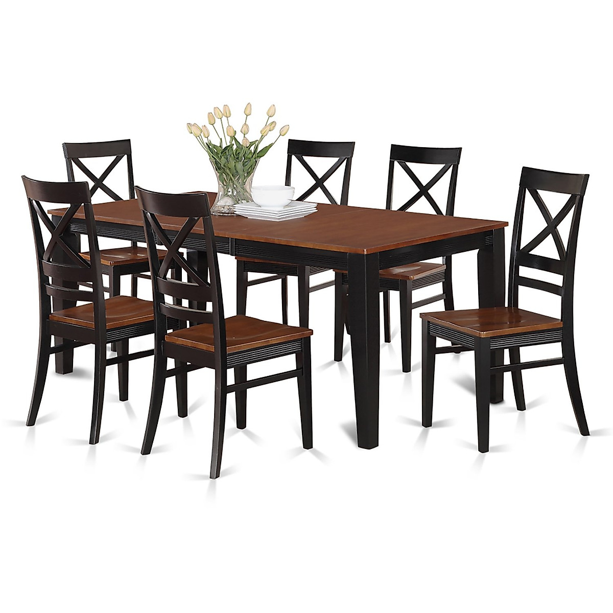 East West Furniture QUIN7-BLK-W Dining Room Set, 7-Piece