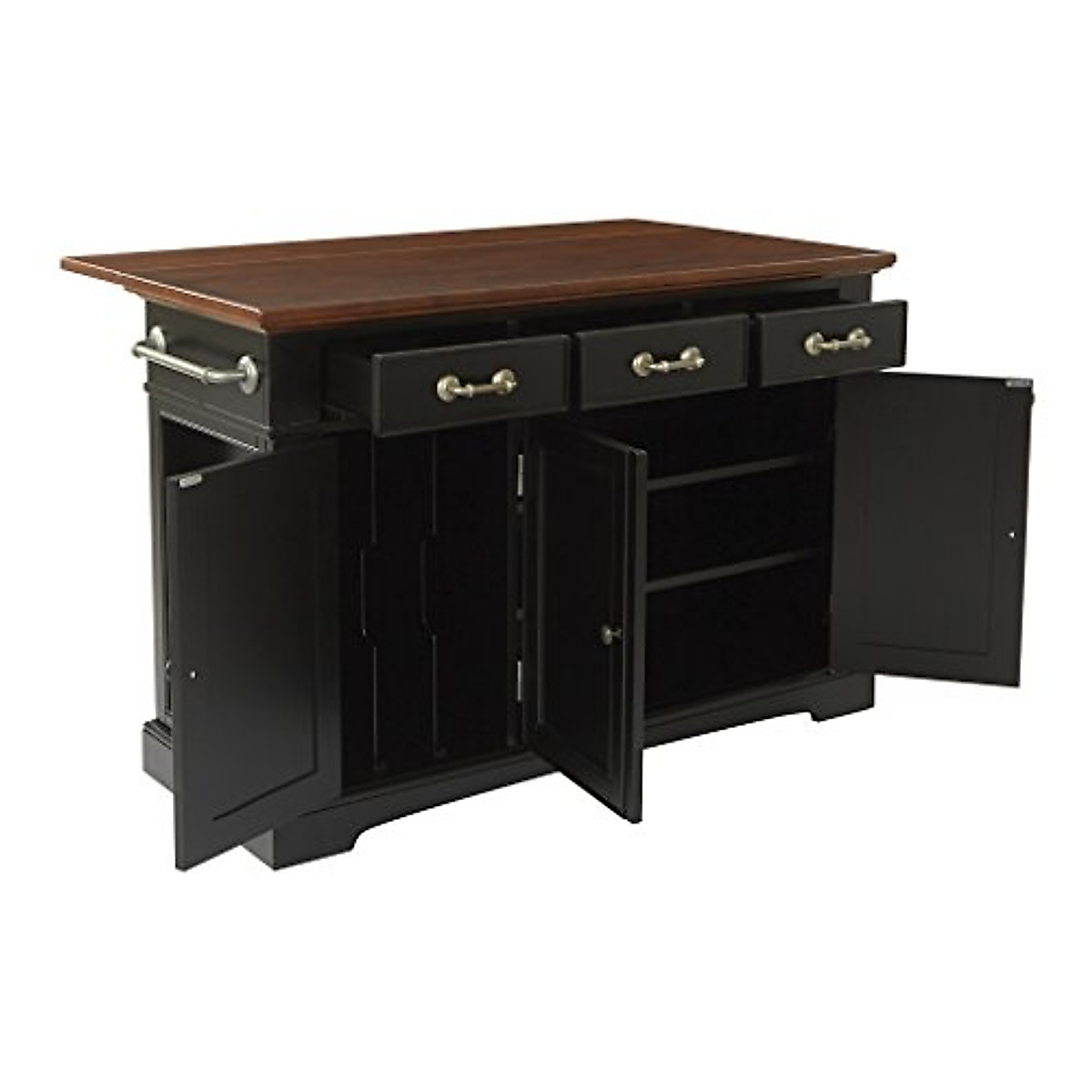OSP Home Furnishings Country Kitchen Island, Distressed Black