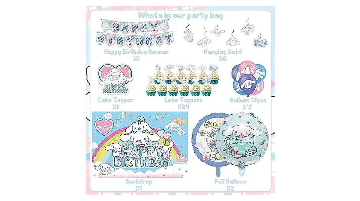 Kawaii Birthday Decorations - Cute Party Supplies Set