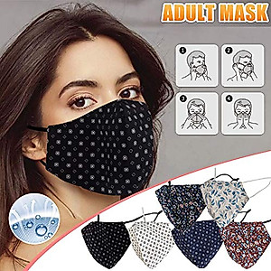 Reusable Face Bandanas with Adjustable Strap for Adults Unisex Washable Printing Cotton Oral Protection Mouth Covering