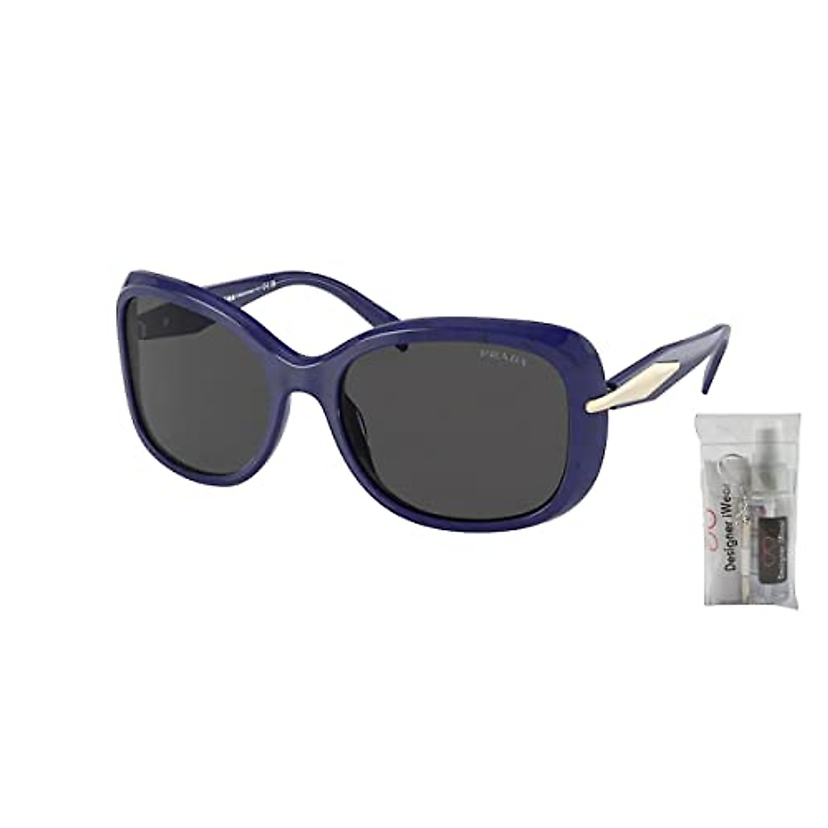 Prada PR04ZS 18D5S0 57MM Baltic Marble/Dark Grey Rectangle Sunglasses for Women + BUNDLE With Designer iWear Complimentary Eyewear Kit