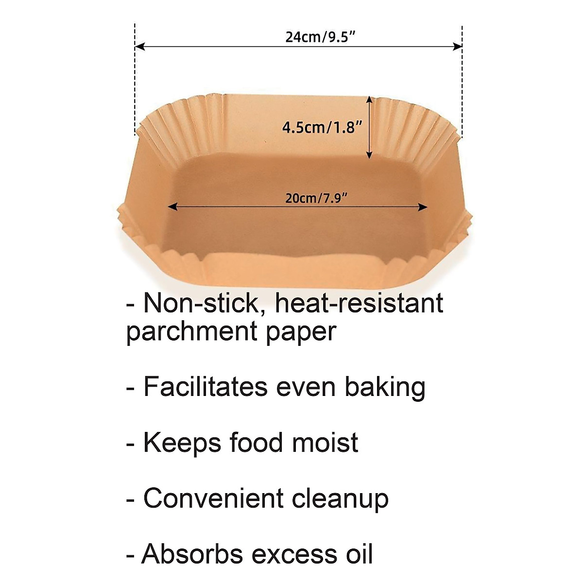 Generic Air Fryer Liners 100 PCS, Premium Parchment Paper for 5-7 Qt Air Fryer Baskets, Oven Safe up to 450°F, Greaseproof & Non-Stick, Easy Cleanup, Multi-Use, unbleached