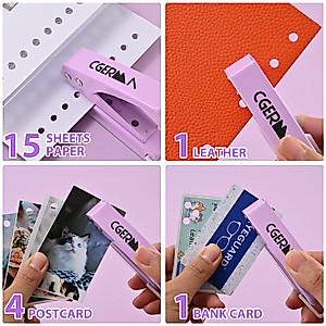 Single Hole Puncher,1/4" Hole Punch,50% Labor Savings, Heavy Duty Hole Puncher, Paper Punch, 15 Sheet Capacity, Metal Hole Puncher for ID Card, Chipboard, Art Project,Purple