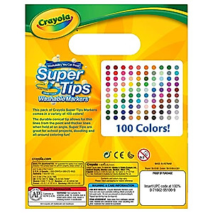Crayola Super Tips Marker Set (100 Count), Washable Markers, Kids Gifts for Girls & Boys