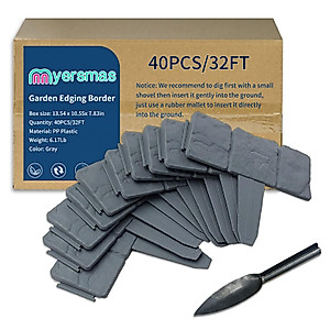 Garden Edging Border, 32ft Landscaping Border Edging for Flower Bed Edging Borders, Garden Landscape Edging Borders for Flower Bed, Garden Borders and Edging for Landscaping (Gray, 40 PCS)