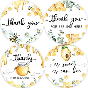 80 Bee Thank You Stickers, Bee Themed Baby Shower Decorations, Mommy to Bee Baby Shower Favor Label Decorations(2 Inch)
