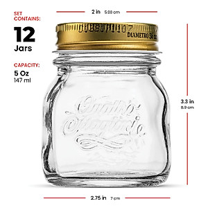 Bormioli Rocco naaa Rocco Quattro Stagioni Small Glass Mason 5 Ounce Mini Jars (12-Pack), 12 Pack