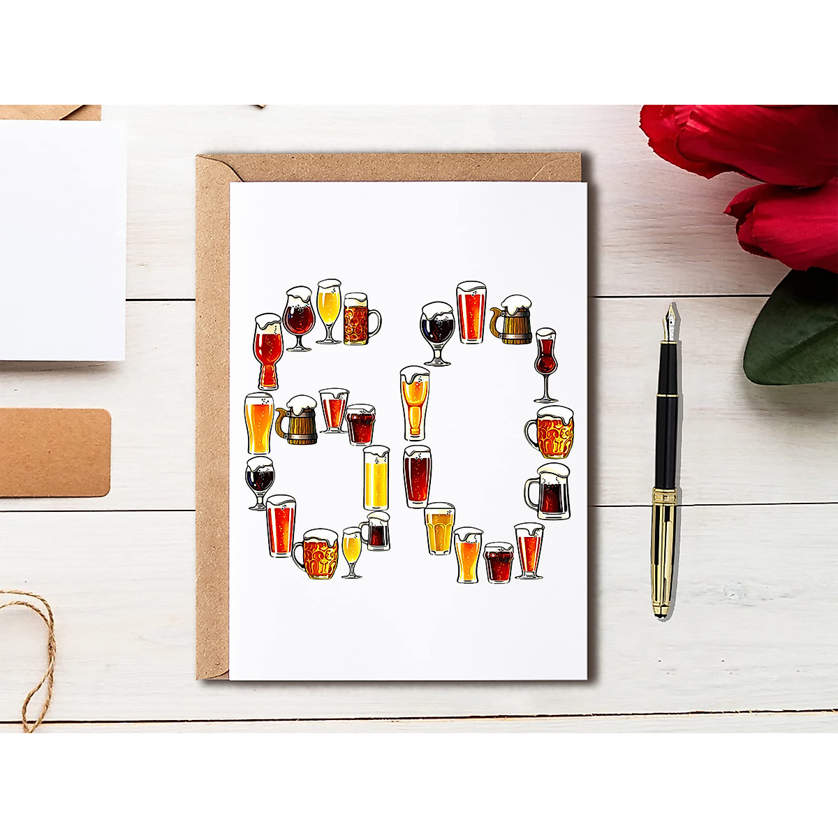 OystersPearl 60Th Birthday Card - 60 Card - 60Th Card Beer - Funny Birthday Card - Let's Drink Beer - 60Th Birthday Card Friend - Beer Card