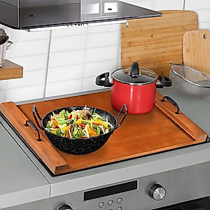Calmbee Noodle Board Stove Cover, Premium Pine Wood Stove Top Covers for Electric Stove, 30" x 22" Wooden Gas Stove Cover Stovetop Cover - Used as Serving Tray or Sink Cover for More Usable Space