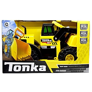 Tonka Steel Classics, Classic Front Loader– Made with Steel & Sturdy Plastic, Yellow Friction Powered, Big Construction Truck, Boys and Girls, Toddlers Ages 3+, Birthday Gift, Holiday