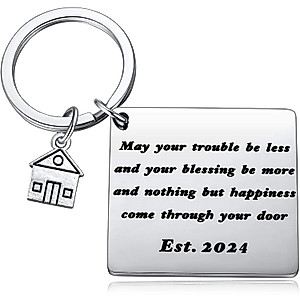 Blessing Housewarming Gift for New Homeowner Closing Gifts New Home Keychain Wedding Keyring Silver