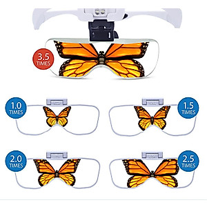 TMANGO Magnifying Glasses with Light for Close Work, Magnifying Headset with Light, Lighted Headband Magnifier with Storage Case for Jewelers, Eyelash, Watch Repair or Cross Stitch, White