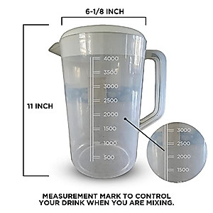 Smarthome Homesmart Plastic Water Pitcher, Juice 1 Gallon Pitchers With 4 Cups 12.5 oz, Tea Jug, Container, White Beverage For Ice & Lemonade, 4L Mixing BPA-free