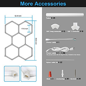 LZHOME Hexagon LED Garage Light: 25 Pack Updated Bigger Size, 26400LM Super Bright Car Detailing Ceiling LED Shop Light for Warehouse Workshop Gym Basement Car Care Wash Room