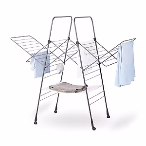 Minky Homecare Premium SureGrip Multidryer Indoor and Outdoor Clothes Drying Rack, Lightly Textured Non Slip Rungs, 82 Ft. of Drying Space, Gunmetal Gray