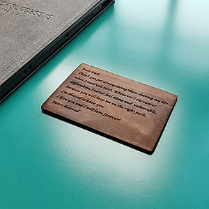 MOJIA Personalized Engraved Wood Wallet Insert Card for Men Women, Custom Wallet Cards for Husband from Wife, Mini Love Note, Boyfriend Deployment Gift (Red wood)