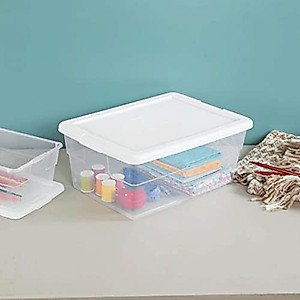 Sterilite 6 Quart Clear Multipurpose Plastic Storage Tote, 12 Pack, & 16 Quart Clear Multipurpose Plastic Storage Tote, 12 Pack for Home Organization