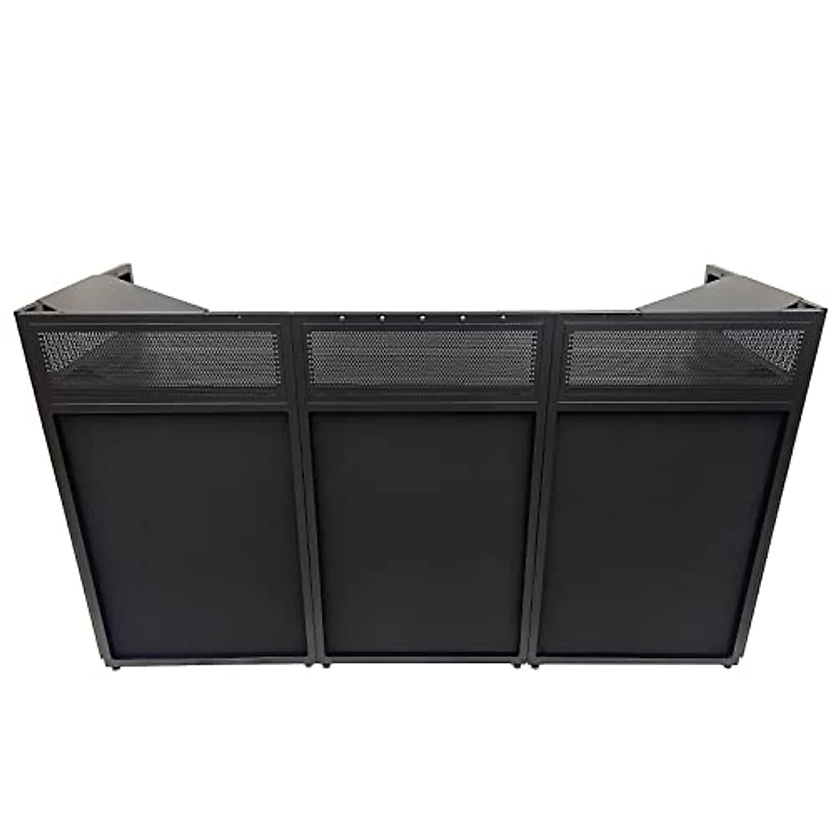 Mega 73" Wide DJ Event Facade White/Black Scrim Booth Two Top Corner Table Tops Largest DJ Facade Booth Available! Lightweight Aluminum