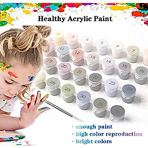 UMPOE Paint by Numbers for Adults, River Valley Inspirational Mountain Paint by Numbers for Adults Beginner Drawing Paintwork with Paintbrushes Paint Canvas Oil Painting(Without Frame 15.7x19.7inch)