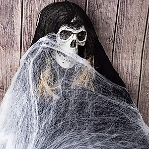 DearHouse 1100 sqft Halloween Stretch Spider Webs Indoor & Outdoor Spooky Spider Webbing with 60 Fake Spiders for Halloween Decorations