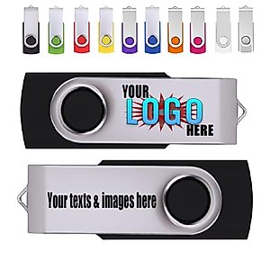 100pcs 2GB Custom USB Flash Drive with Personalized Logo for Promotion, Customized USB Thumb Drive, Bespoke Bulk USB Drive (10 Color Options)