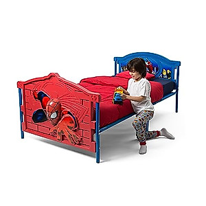 Delta Children Plastic 3D-Footboard Twin Bed, Marvel Spider-Man Snooze 6 inch Memory Foam Twin Mattress (Bundle)