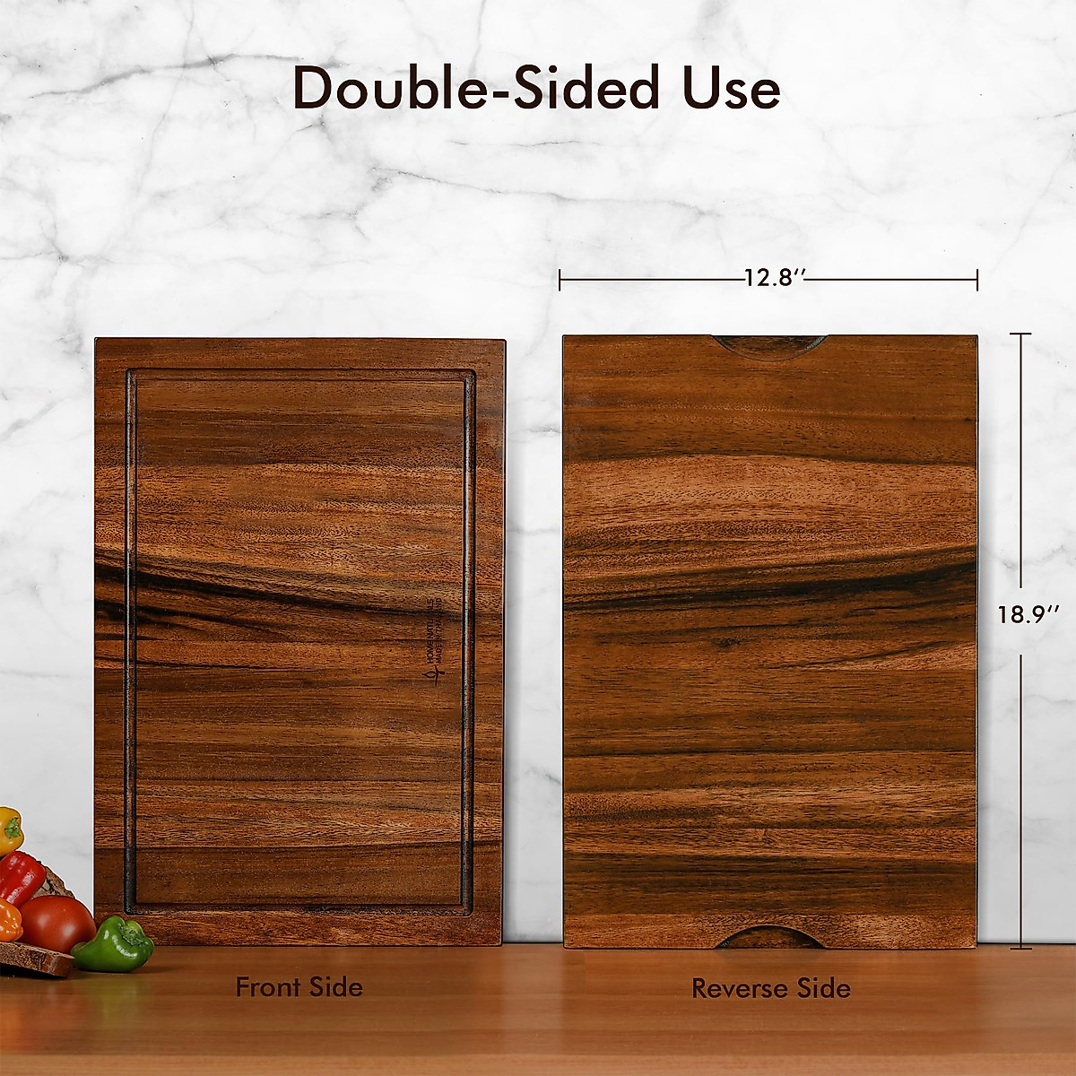 TALENT Wood Cutting Board, 100% Natural Wooden Cutting Boards for Kitchen, Acacia Wood Chopping Board with Juice Groove, Heavy Duty Serving Tray Butcher Block Boards, Pre Oiled, 18.9 x 12.8 x 1.2 in