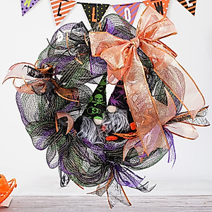 MEEDEE Halloween Ribbon - 6 Rolls, 36 Yards, Wired, Purple, Orange, Black, Skull Pattern