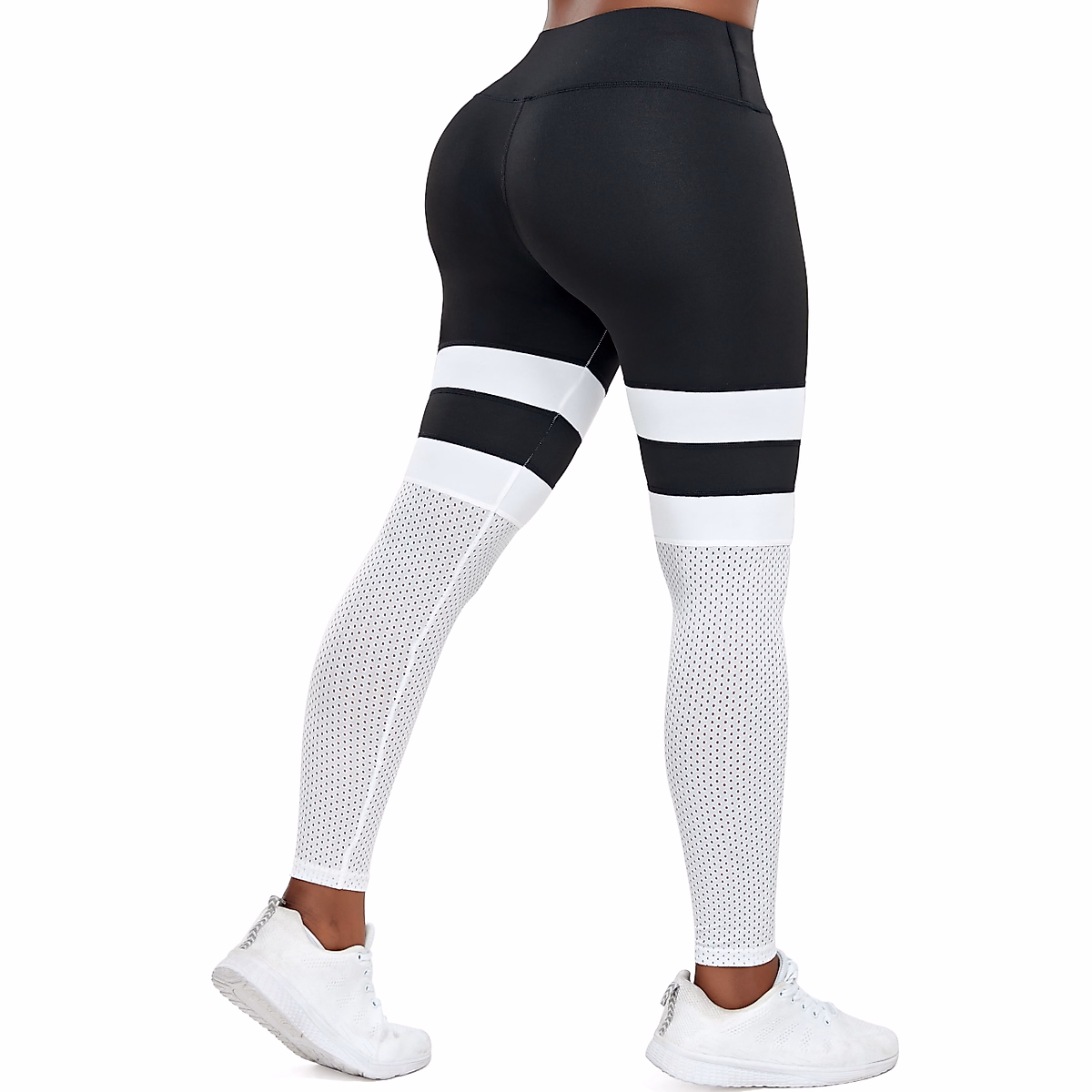 CROSS1946 Scrunch Butt Lift Leggings for Women Workout Yoga Pants Ruched Booty High Waist Seamless Leggings Compression Tights (#C-Black-Striped,S)