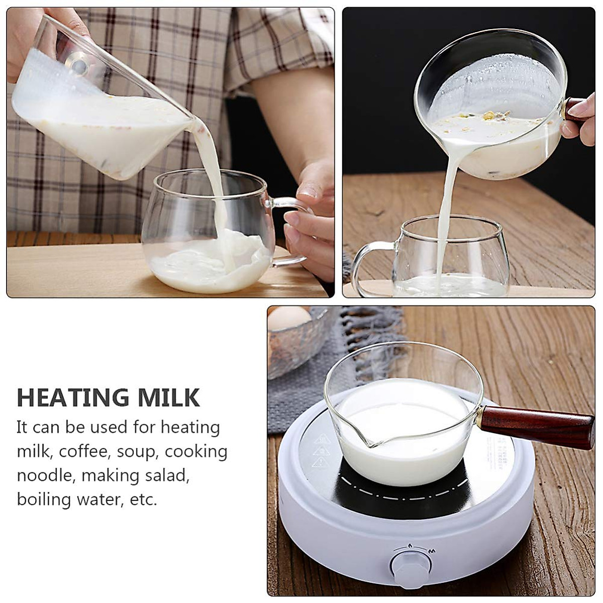 Cabilock Chocolate Milk Portable Stove Portable Stove Glass Cookware Set Glass Saucepan for Pasta Noodle Soup Food Salad 400ML Glass Casserole Dish Mixing Glass Mixing Glass Portable Stove