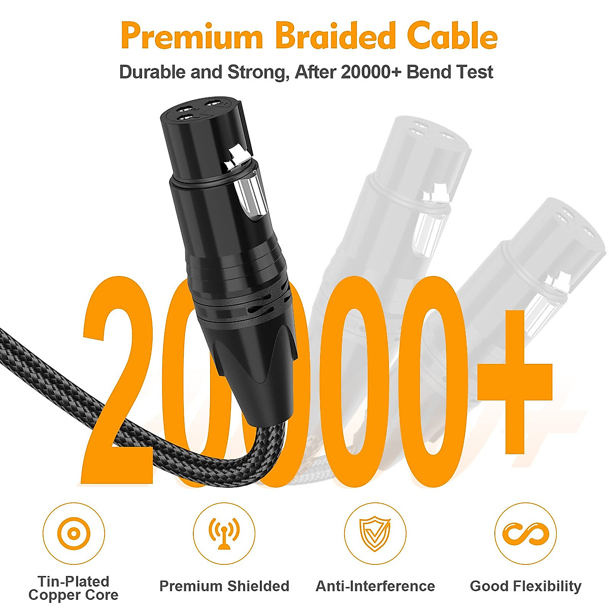 HOSONGIN XLR Female to Dual 2 RCA Male Y-Splitter Cable 3.3ft - Dual 2 RCA Male to 1 XLR Female Unbalanced Plug - Nylon Braided Jacket Gold-Plated Plug Double Shielding Cable, 3.3 Feet