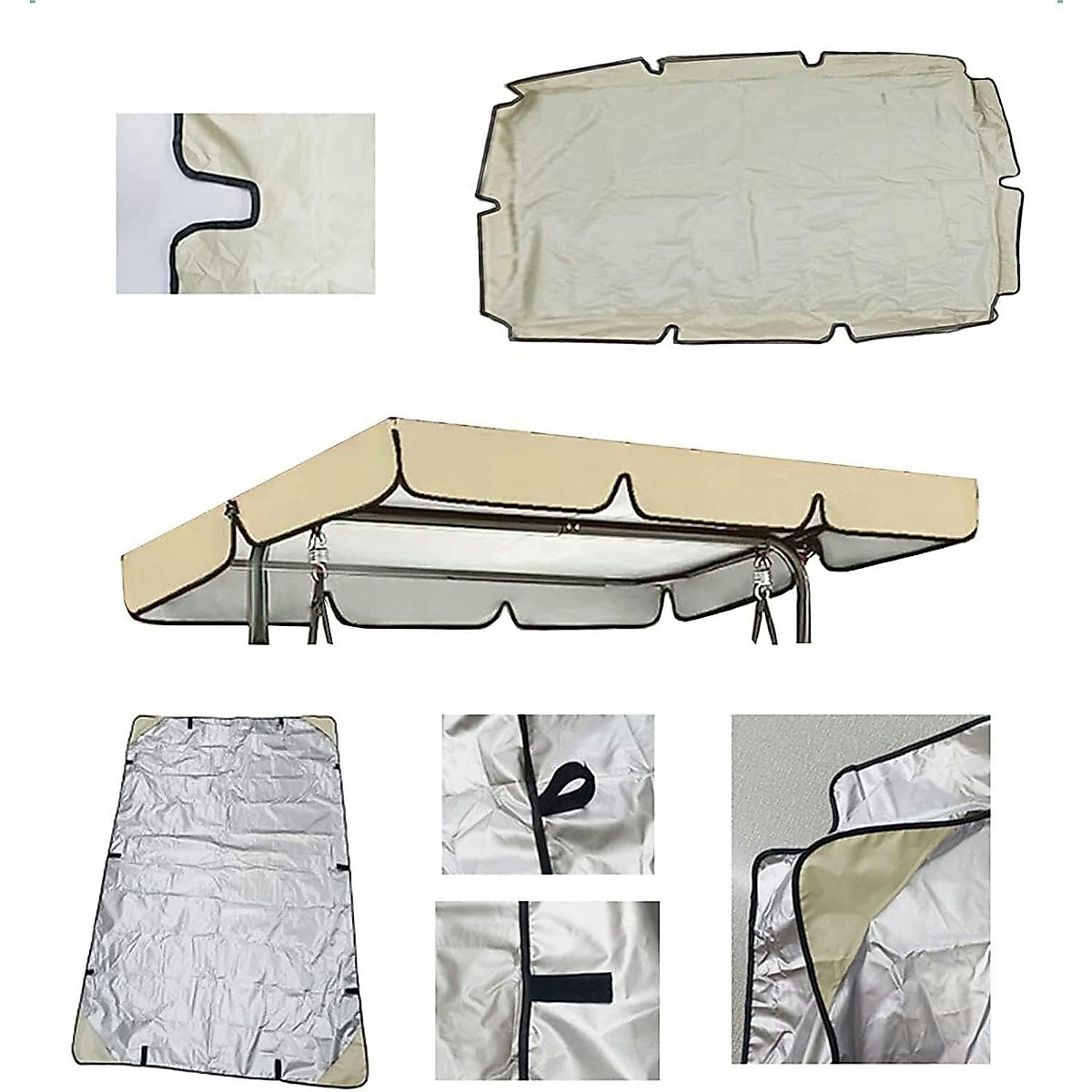 Replacement Canopy and Swing Cushion Cover, 2 and 3 Seater Swing Canopy Replacement Cover Set,Canopy Top Cover and Chair Seat Cover for Swing Patio Garden,210D Oxford Fabric(Blue,77x49x6inch), Pink