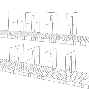 BTSD-home 8 Pack Wire Shelf Dividers Closet Dividers and Separators for Wire Shelves in Cabinet, Kitchen, Bedroom and Office