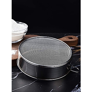 Falytemow Flour Sifter Round Flour Sieve Strainer with 40 Mesh Premium Rustproof Stainless Steel Fine Mesh for Baking 9.84inch x 1.97inch (25cm x 5cm)