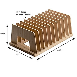 MobileVision Bamboo Desktop File Folder Organizer and Paper Tray, 10 Slots