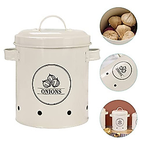DOITOOL Garlic Storage Bin, Potato Bin, Garlic Keeper, Onion Storage Canister, Kitchen Storage Tins Jars Pots, Food Storage Container with Lids and Aerating Holes