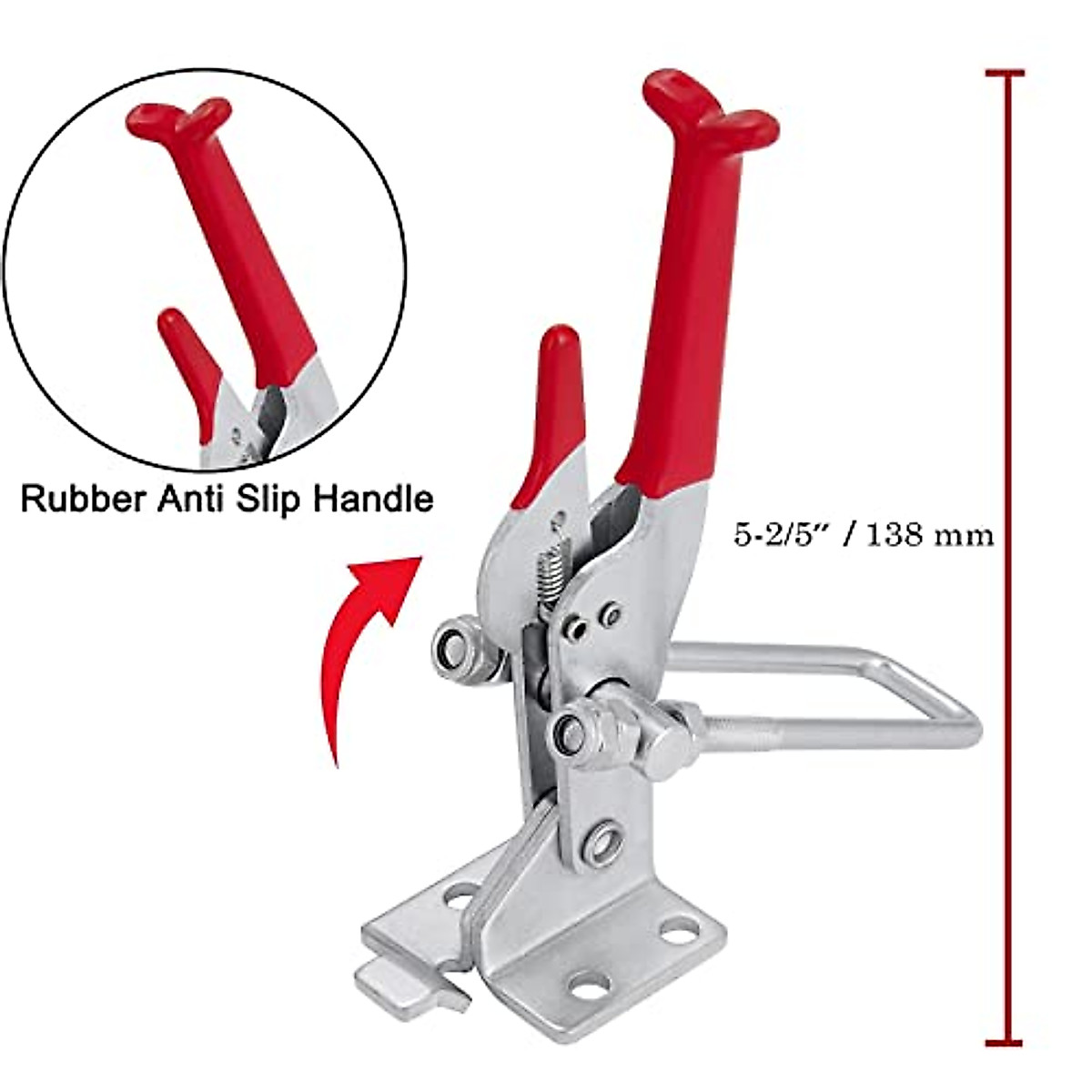 Accessbuy Heavy Duty Large Toggle Clamp Latch,2000Lbs Holding Capacity,Self-Lock U-Bolt Adjustable Latch for Tire Carrier,Industrial EquiIpment,Boxcar,Smoker Lid and More 7.87 Inch (2Pack)