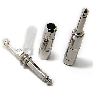 Ancable 4-Pack Audio 1/4" Plugs TS Jumbo Plugs Solder Type for Guitar, Instrument, Speaker/Microphone/Patch Cables - 6.35mm Male 1/4 Inch Phone Plug