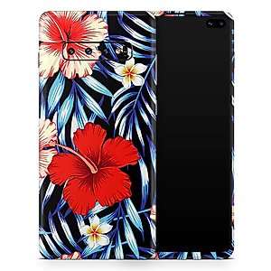 DesignSkinz Vivid Tropical Red Floral v1 Protective Vinyl Decal Wrap Skin Cover Compatible with The Samsung Galaxy S20 (Screen Trim & Back Glass Skin)