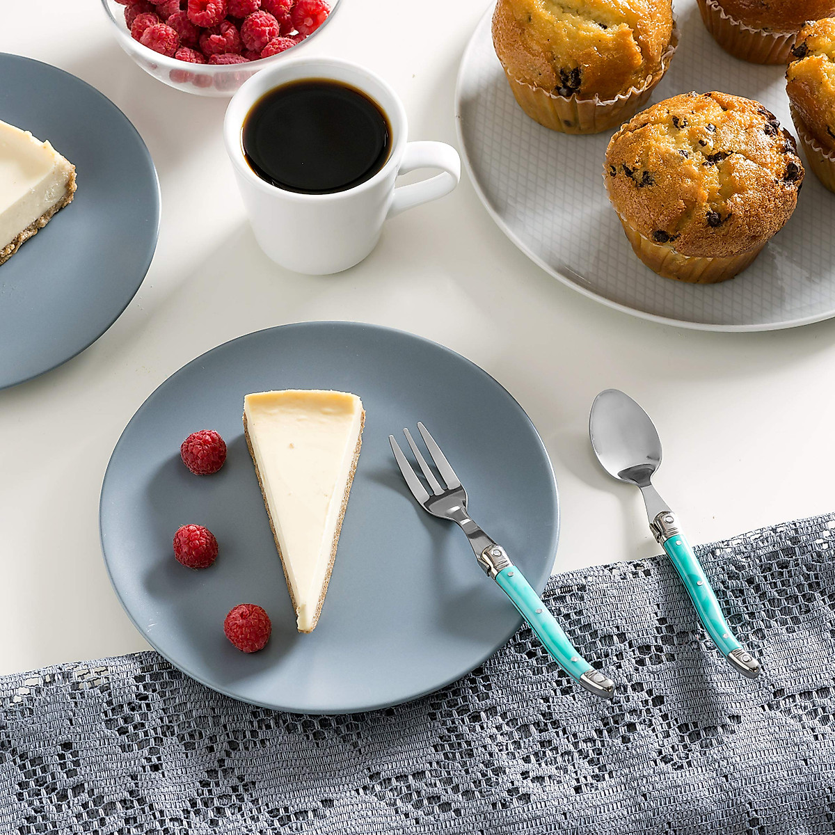 Laguiole 4-Piece Coffee Spoons (Faux Turquoise) - Stainless Steel Spoon Set – Elegantly Designed Tea Spoons – Dishwasher Safe Coffee Spoon Set – Small Spoons for Tea, Dessert & Ice Cream