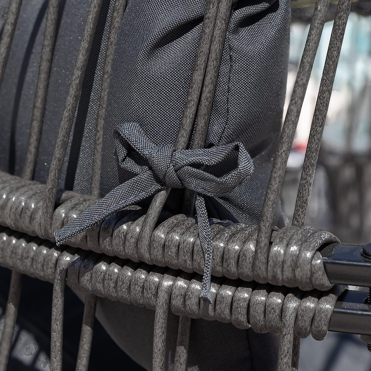 NICESOUL® 2Pcs Outdoor Wicker Furniture Set, PE Rattan Woven Lounge Stationary Egg Chairs with Legs, Boho Style Double Chair Loveseat Conversation Set of Two Inside Outside Indoor Patio Backyard Grey