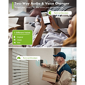 TieJus Doorbell Camera Wireless with Chime, Video Doorbell, 2 Way Audio, Voice Changer, Voice Message, PIR Motion Detection, Night Vision, SD & Cloud Storage, IP66 Waterproof, 2.4G WiFi