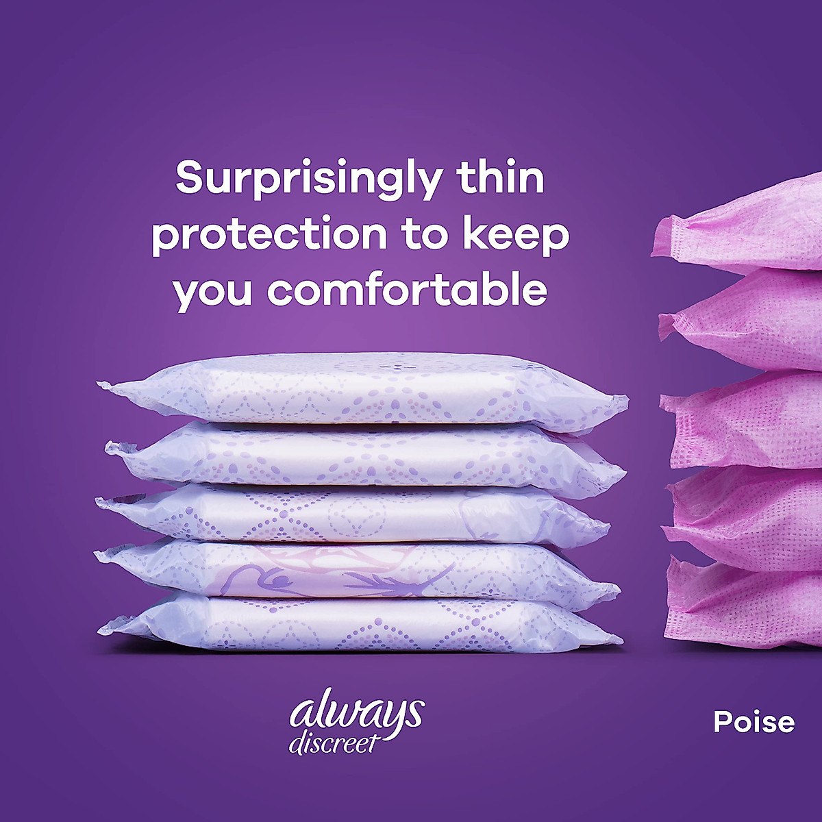 Always Discreet, Incontinence & Postpartum Pads For Women, Size 4, Moderate Absorbency, Long Length, 54 Count