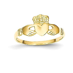 14K Yellow Gold Heart Love Irish Claddagh Celtic Ring Jewelry Size 6.00