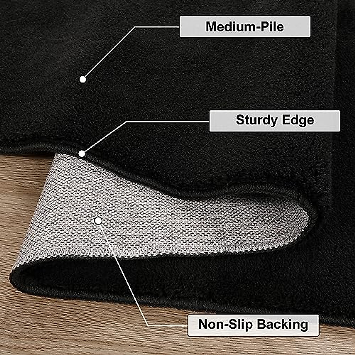 LIVEBOX Fluffy Shaggy Area Rug for Living Room,4x6 Feet Black Shag Washable Rug for Bedroom, Non Shedding and Non Slip Nursery Rug for Kids Baby,Faux Wool Rug Carpet for Teen's Room