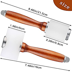 Leather Carving Hammer 2 Pieces, Leathercraft Mallet, Nylon Wood Handle Hammer, Leather Carving Hammer Mallet for DIY Stamping Sew Leather Cowhide Tool(1 T hammer + 1 vertical hammer)